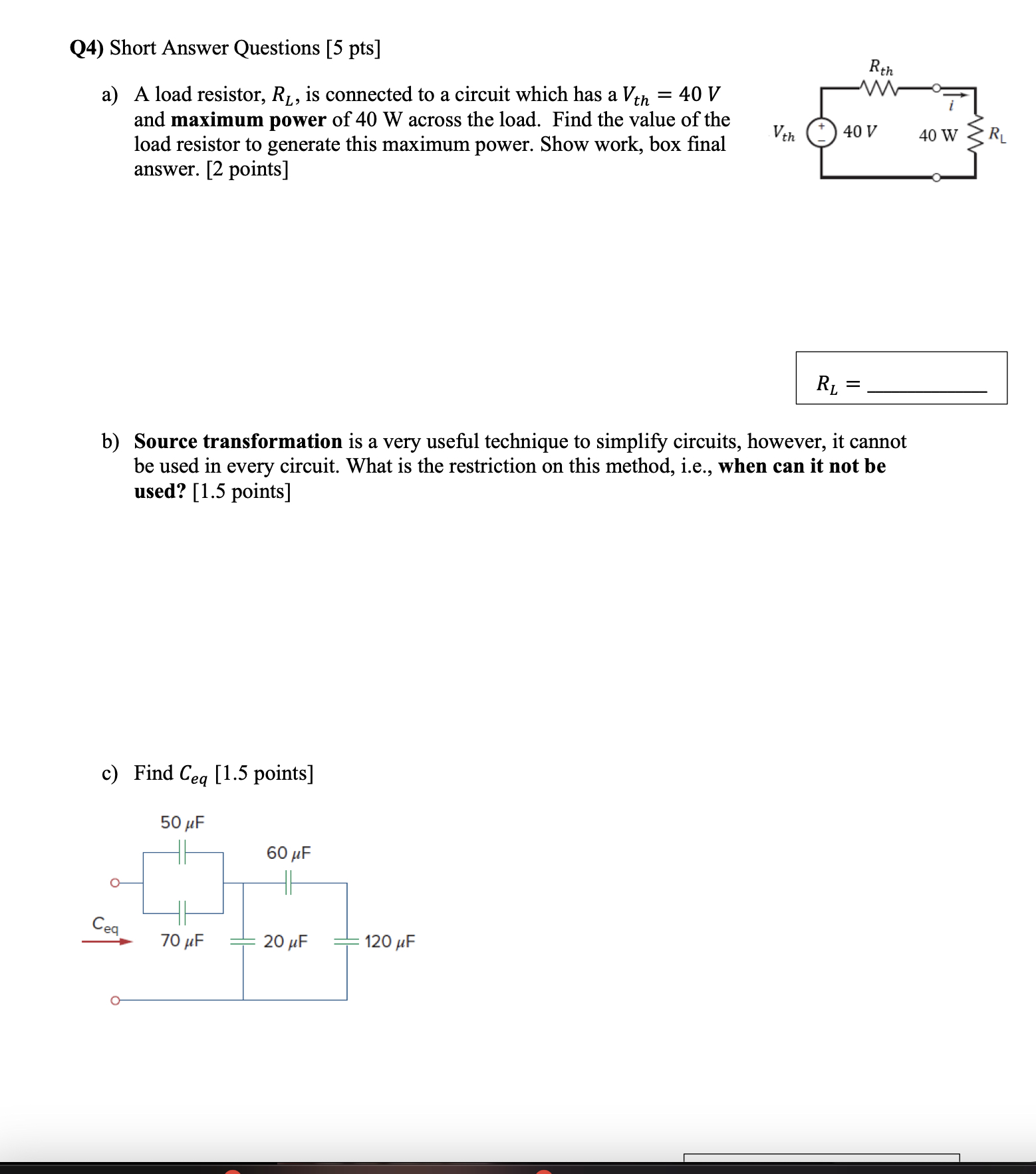 Solved Q4) ﻿Short Answer Questions [5 ﻿pts]a) ﻿A load | Chegg.com