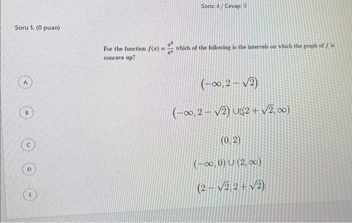 Solved For the function f(x)=e2x2 which of the following is | Chegg.com