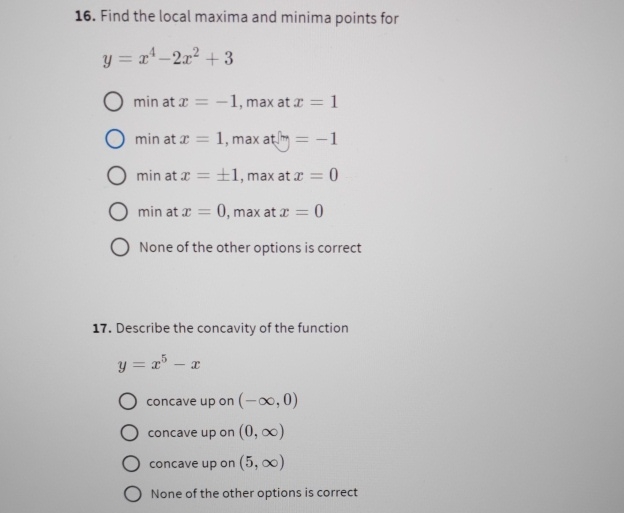 Solved Find the local maxima and minima points | Chegg.com