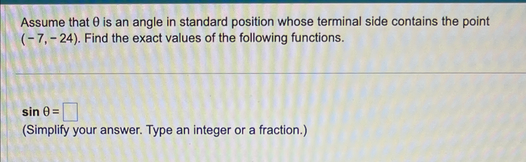 Solved Assume that θ ﻿is an angle in standard position whose | Chegg.com