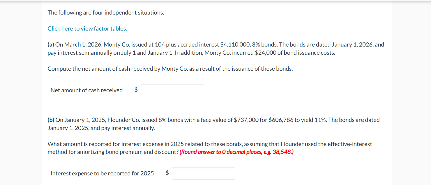 Solved The following are four independent situations.Click | Chegg.com