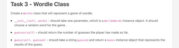 Solved Task 1 - Word List Class Your task will be to write a | Chegg.com