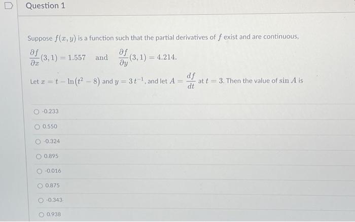 Solved Question 1 Suppose f(x, y) is a function such that | Chegg.com
