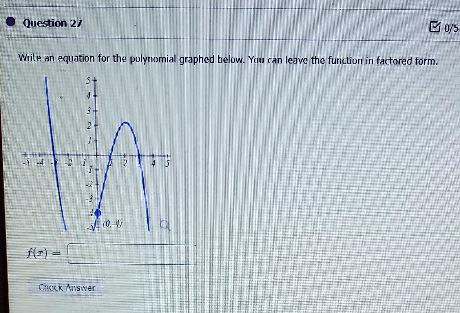 Solved Write an equation for the polynomial graphed below. | Chegg.com