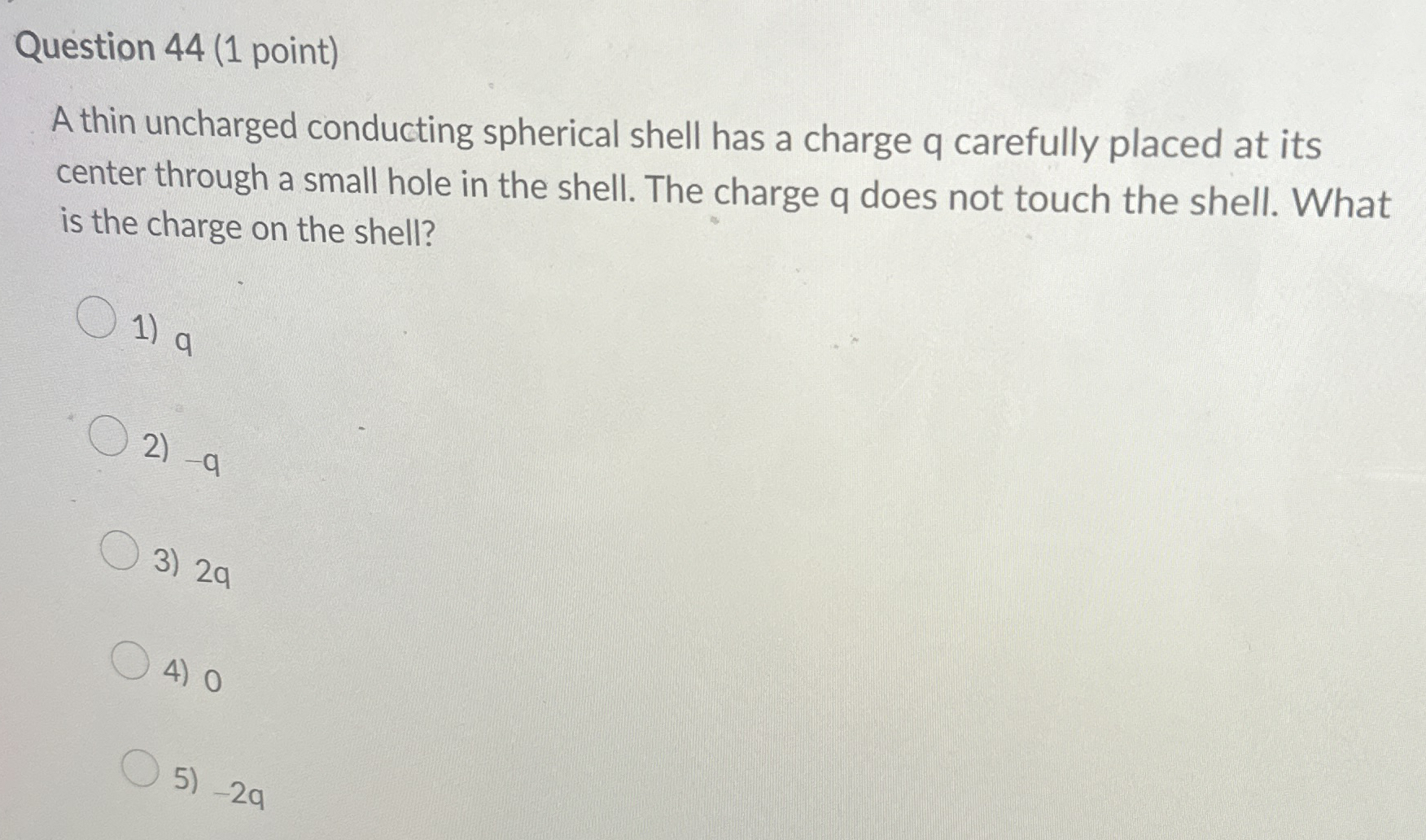 Question 44 (1 ﻿point)A thin uncharged conducting | Chegg.com