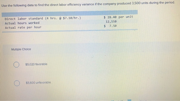 Solved Use the following data to find the direct labor | Chegg.com
