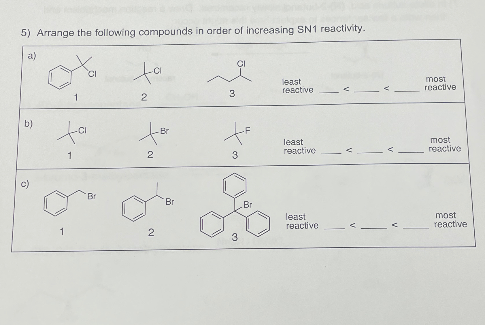 Solved Arrange The Following Compounds In Order Of