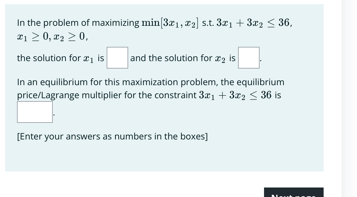 Solved In the problem of maximizing min[3x1,x2] | Chegg.com