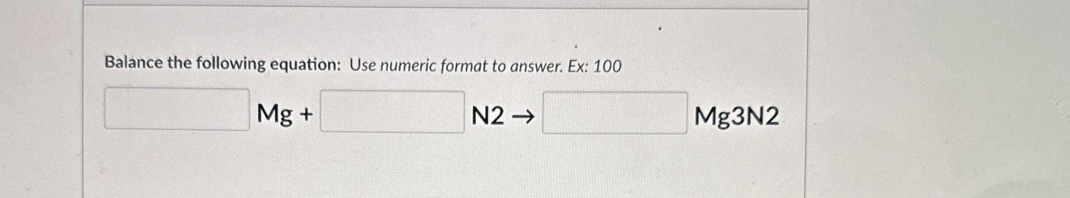Solved Balance the following equation: Use numeric format to | Chegg.com