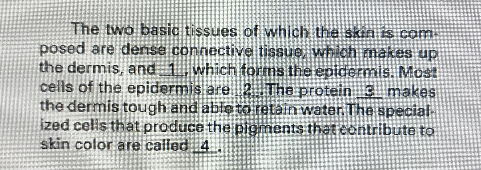 Solved The two basic tissues of which the skin is composed | Chegg.com