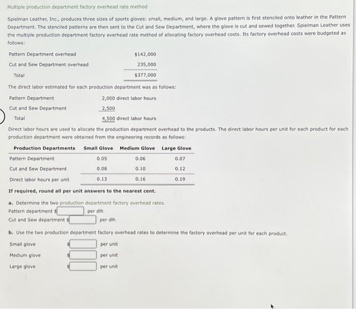 Solved Multiple production department factory overhead rate | Chegg.com