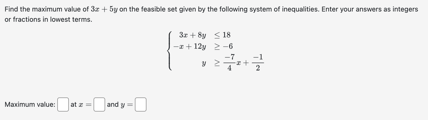 Solved Find the maximum value of 3x+5y ﻿on the feasible set | Chegg.com