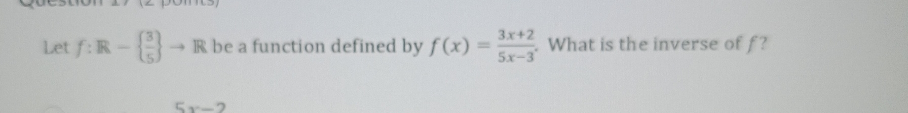 Solved Let f:R-{35}→R ﻿be a function defined by | Chegg.com