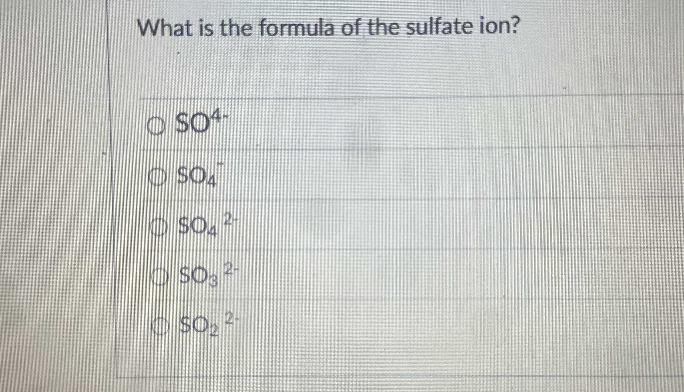 Solved What is the formula of the sulfate | Chegg.com