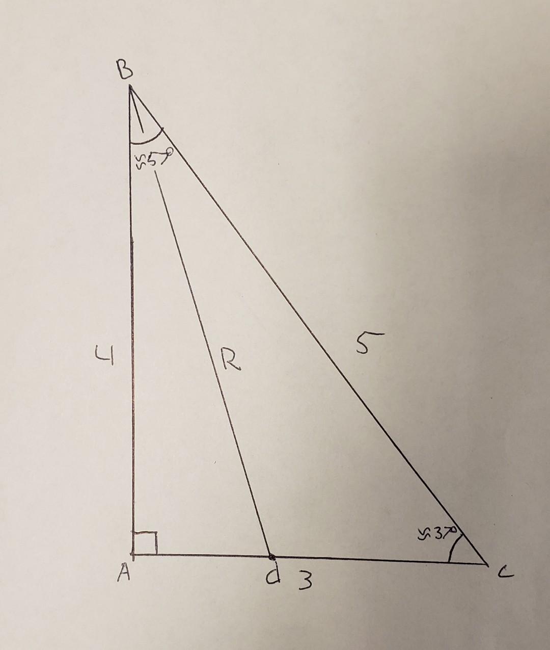 Solved given the following right triangle, for point "d" | Chegg.com
