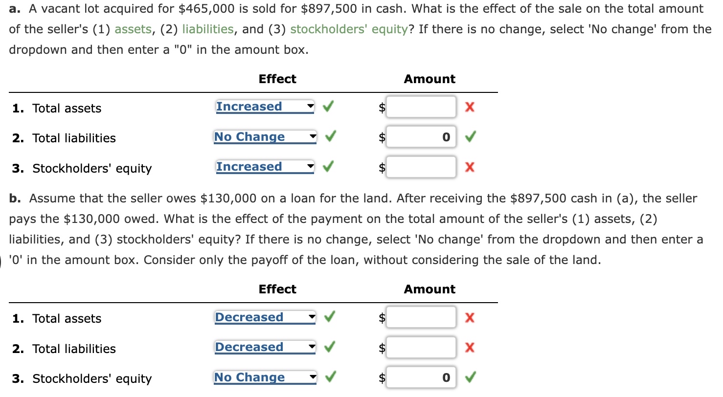 Solved a. ﻿A vacant lot acquired for $465,000 ﻿is sold for | Chegg.com