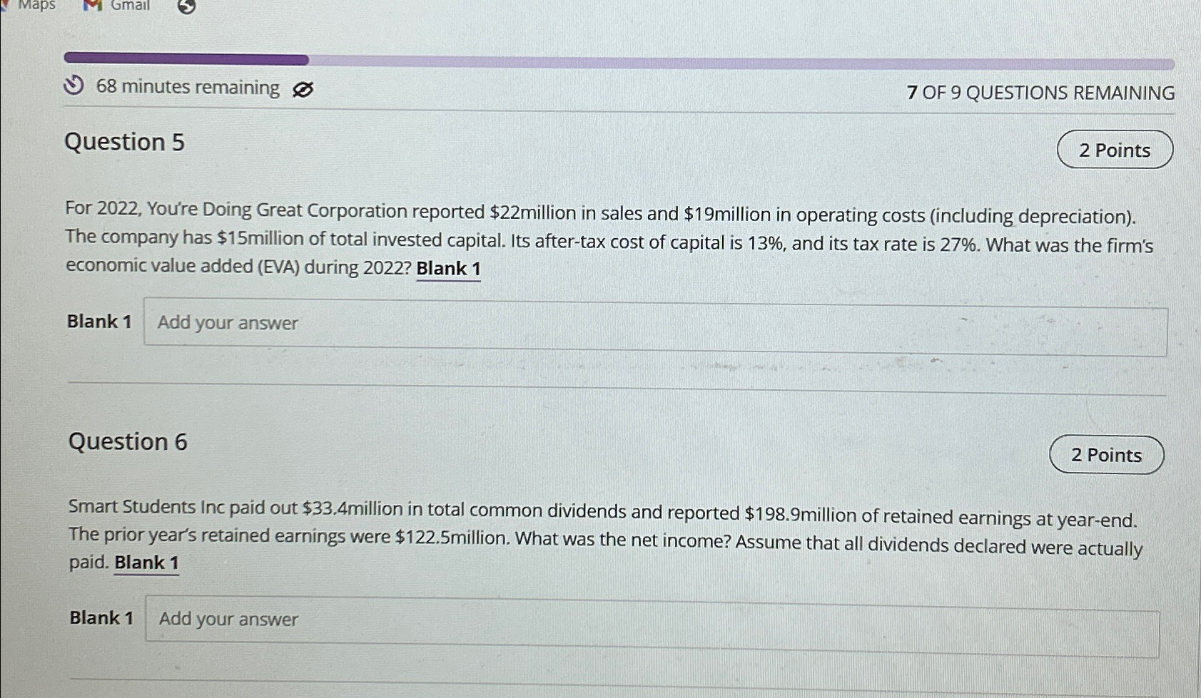 Solved 68 ﻿minutes remaining7 ﻿OF 9 ﻿QUESTIONS | Chegg.com
