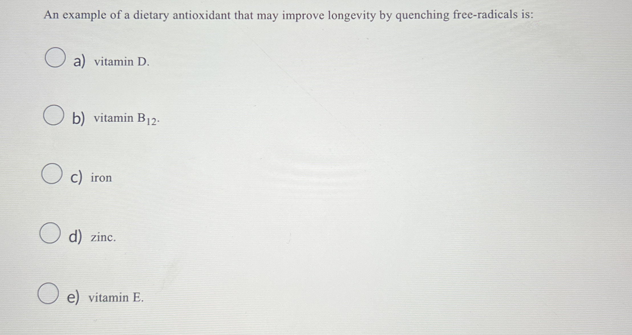 Solved An example of a dietary antioxidant that may improve | Chegg.com