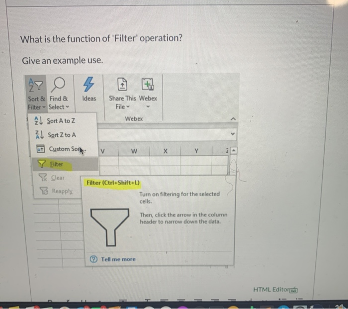 Solved What is the function of 'Filter' operation? Give an | Chegg.com