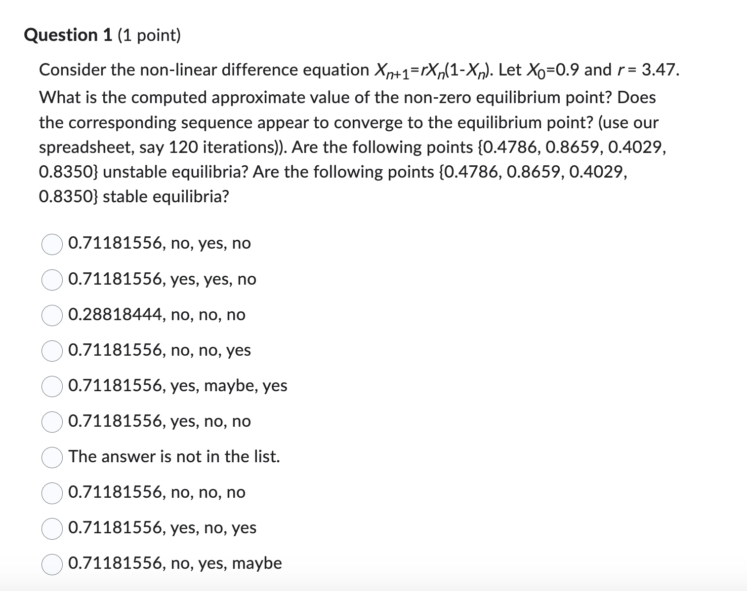 Solved Question 1 (1 ﻿point)Consider the non-linear | Chegg.com