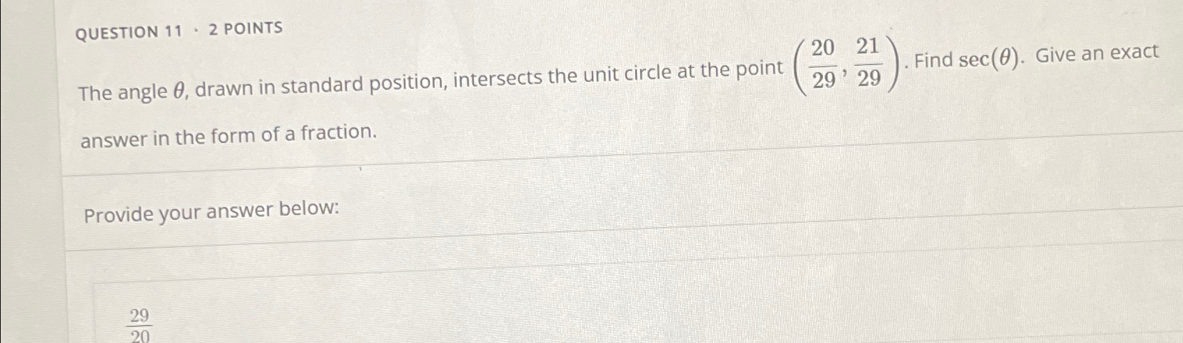 Solved QUESTION 11 - 2 ﻿POINTSThe angle θ, ﻿drawn in | Chegg.com