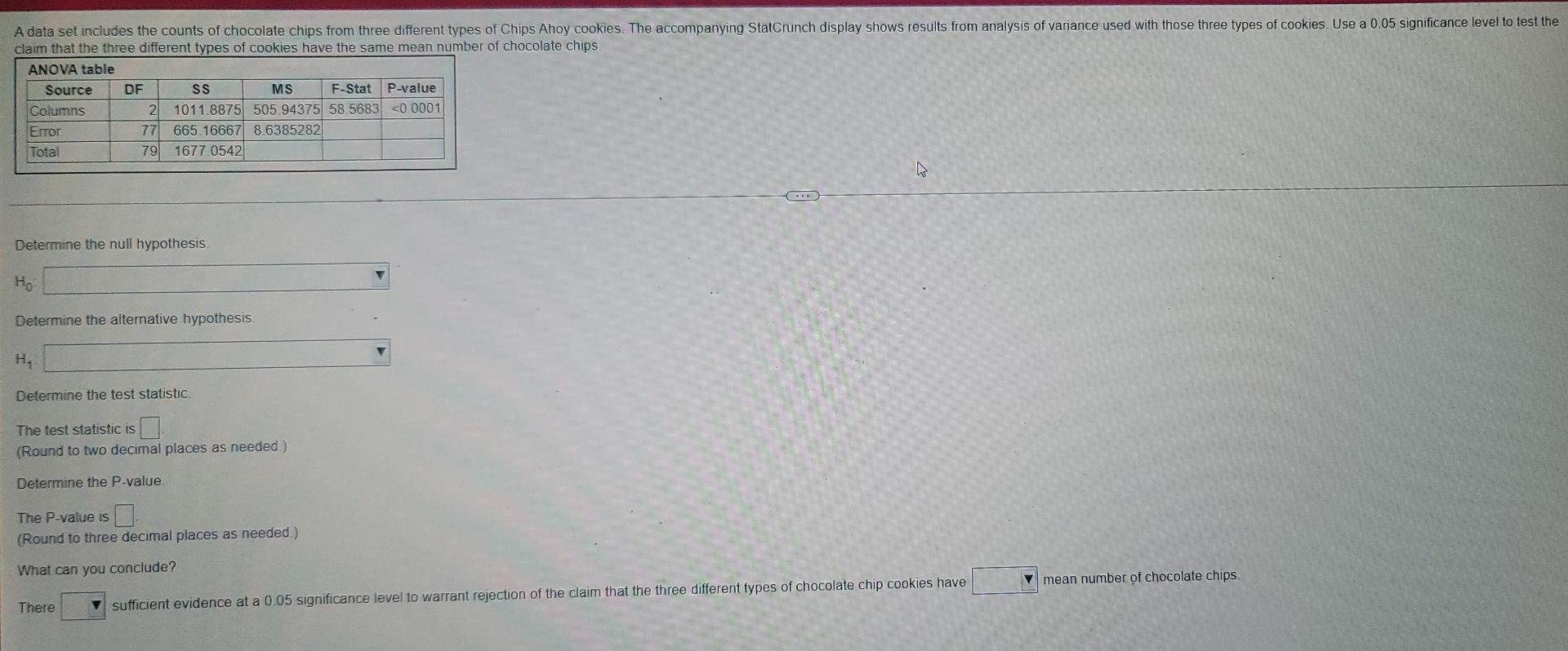Solved A data set includes the counts of chocolate chips | Chegg.com
