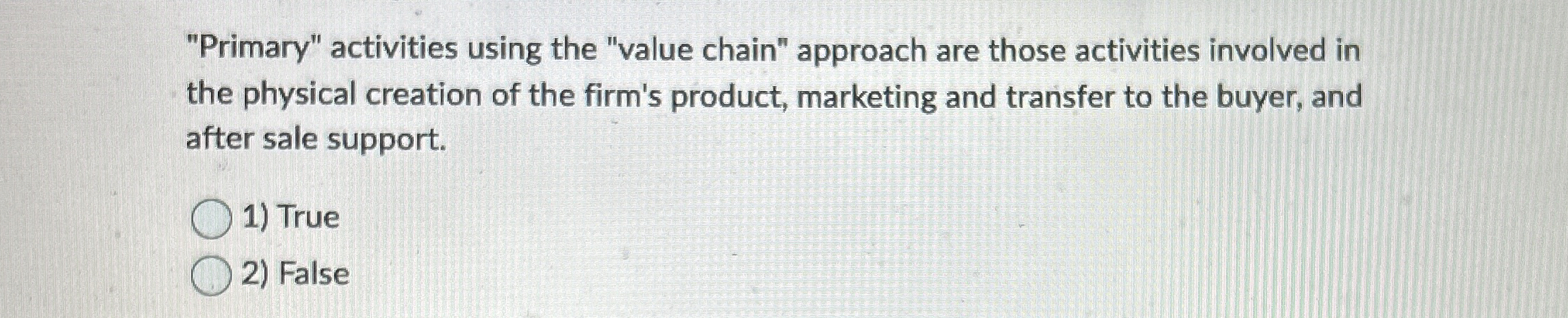 Solved "Primary" activities using the "value chain" approach | Chegg.com