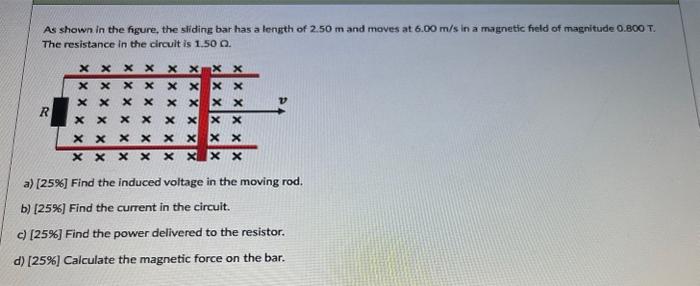 Solved As shown in the figure, the sliding bar has a length | Chegg.com