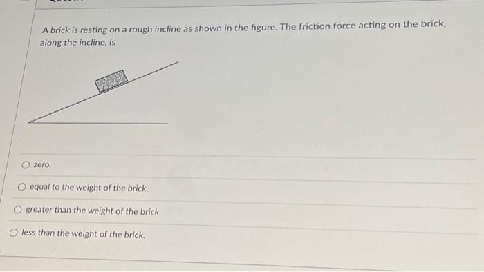 Solved A brick is resting on a rough incline as shown in the | Chegg.com