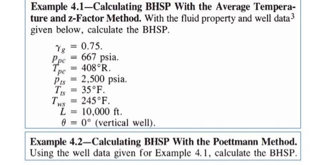 Solved Example 4.1-Calculating BHSP With the Average | Chegg.com