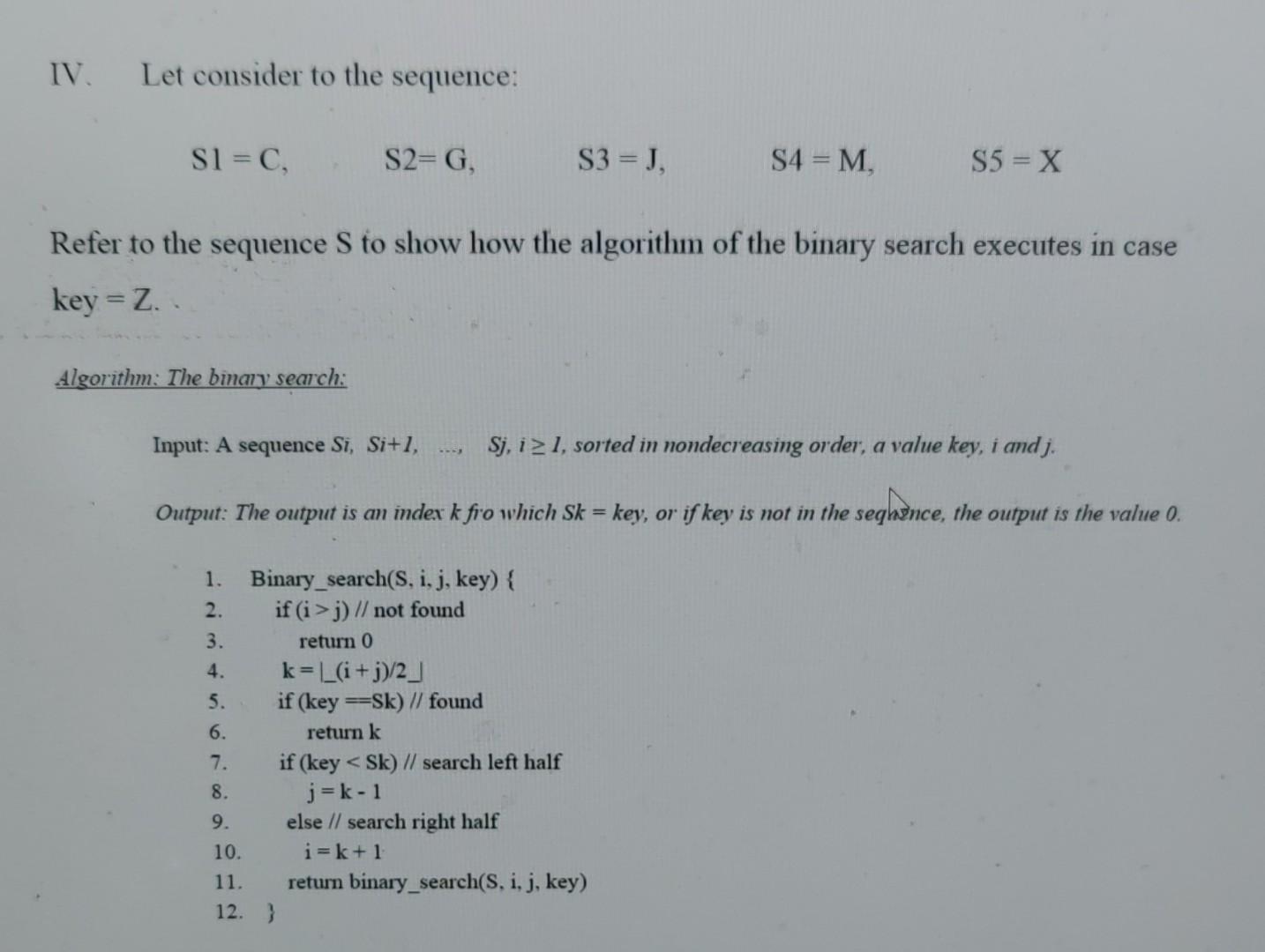 Solved IV. Let consider to the sequence: | Chegg.com