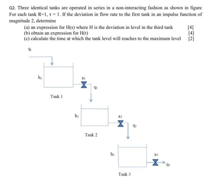 Solved Q2. Three identical tanks are operated in series in a | Chegg.com