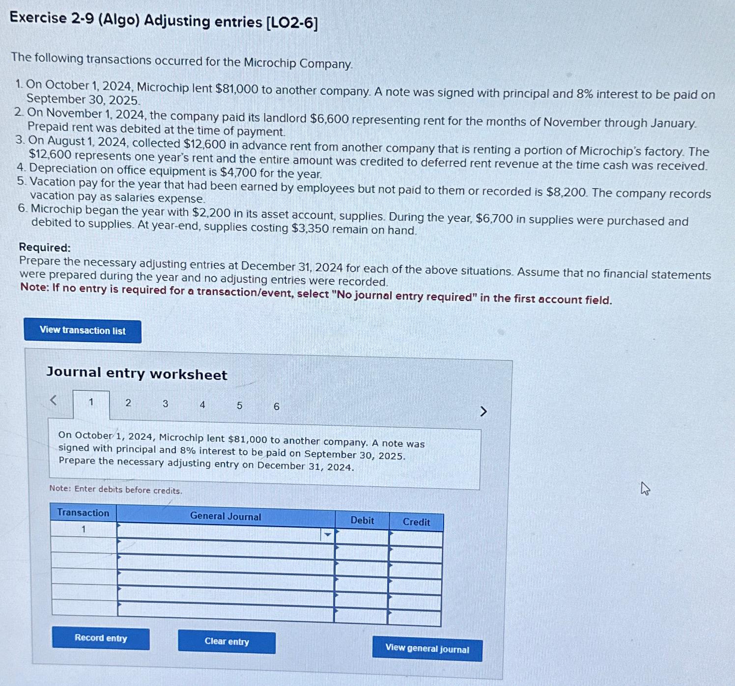Solved Exercise 2-9 (Algo) ﻿Adjusting entries [LO2-6]The | Chegg.com