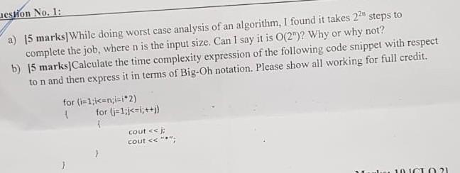 Solved estron No. 1: a) 55 marks] While doing worst case | Chegg.com
