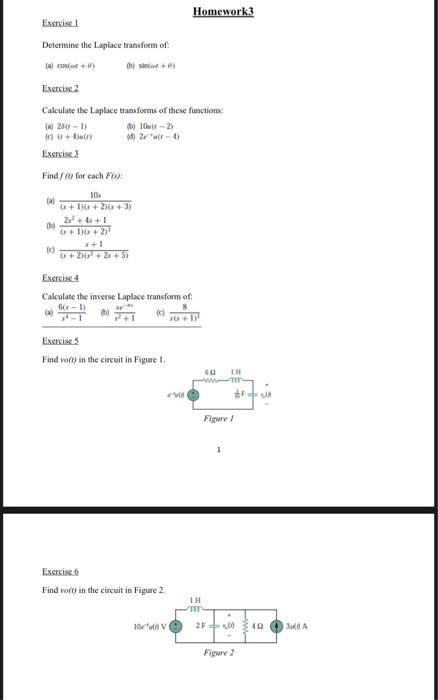 Solved Homework3 Exercise Determine the Laplace transform of | Chegg.com