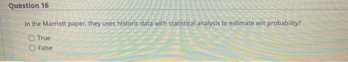 Solved Question 16 In the Marriott paper, they uses historic | Chegg.com