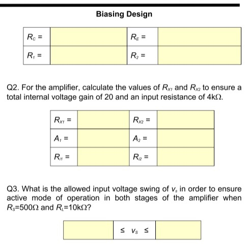 Solved Q1. Design the biasing circuits of a two stage CE-CE | Chegg.com