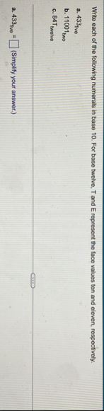 Solved Write each of the following numerals in base 10. ﻿For | Chegg.com