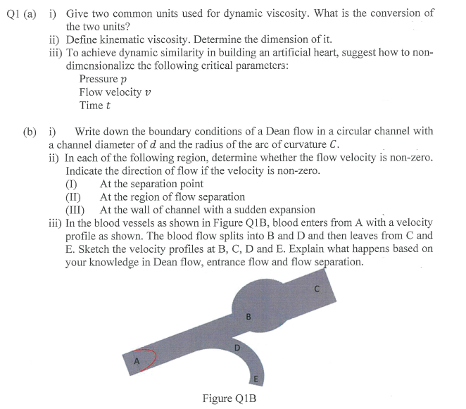 Solved Q1 (a) ﻿i) ﻿Give two common units used for dynamic | Chegg.com