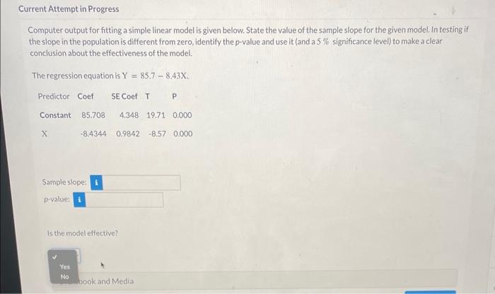 Solved Computer output for fitting a simple linear model is | Chegg.com