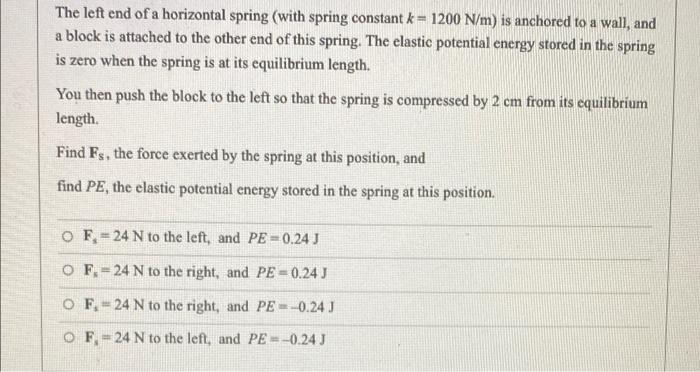 Solved The left end of a horizontal spring (with spring | Chegg.com