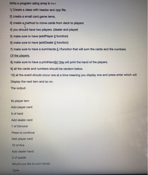 Write a program using array in C++ 11 Create a class | Chegg.com