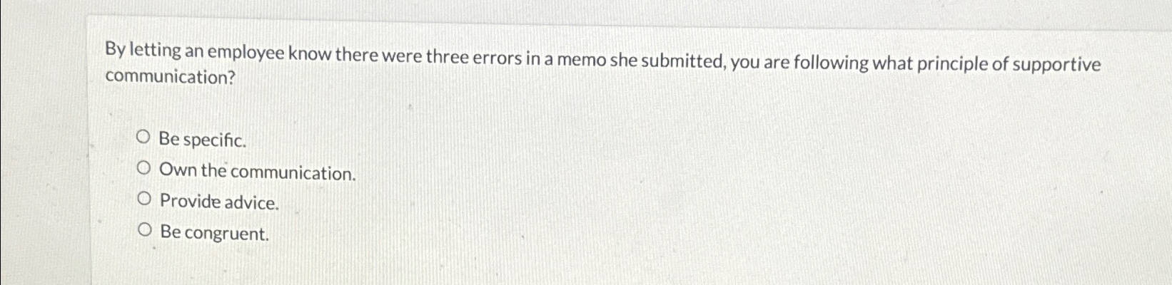 Solved By letting an employee know there were three errors | Chegg.com