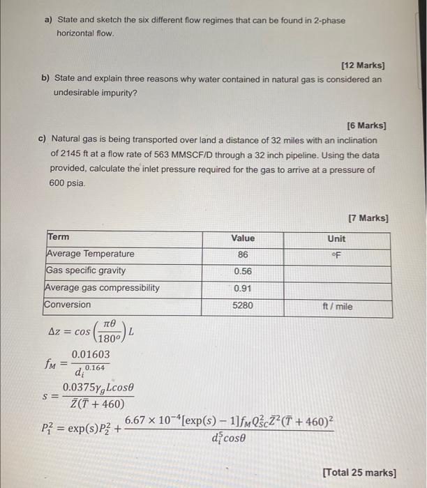 Solved a) State and sketch the six different flow regimes | Chegg.com