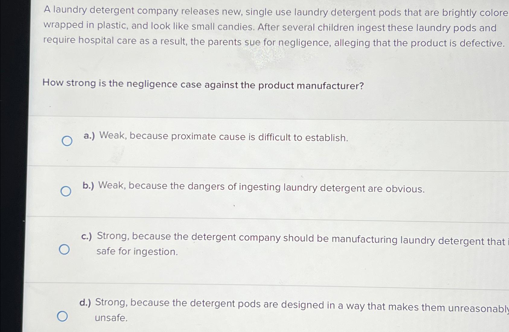 Solved A laundry detergent company releases new, single use | Chegg.com