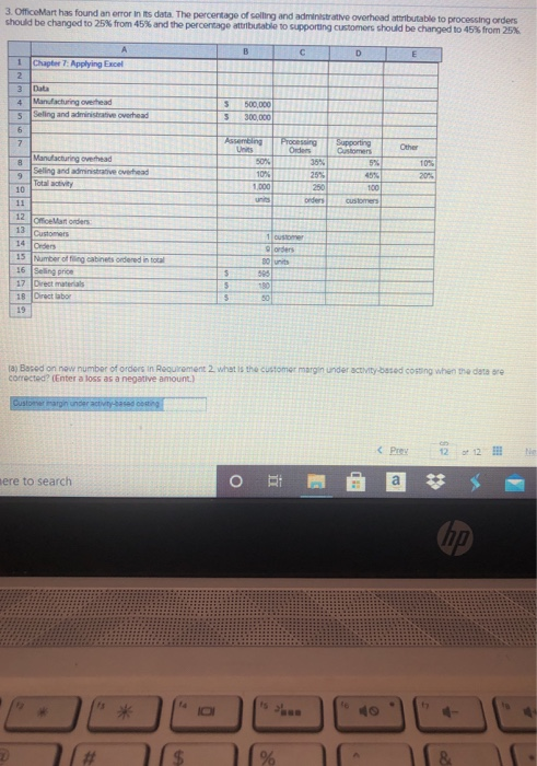 Solved B D E F А 1 Chapter 7: Applying Excel 2 3 Data 4 | Chegg.com