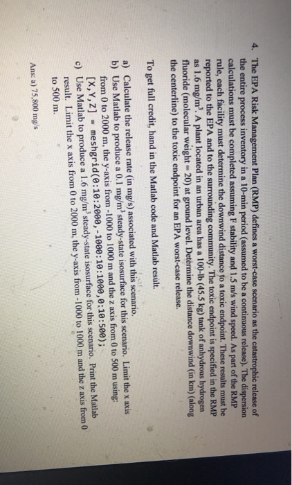 4. The EPA Risk Management Plan (RMP) defines a | Chegg.com