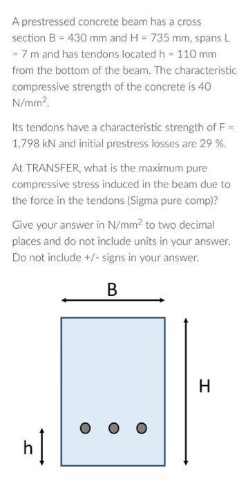 Solved A prestressed concrete beam has a cross section B=430 | Chegg.com