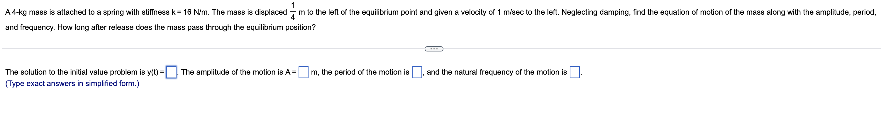 Solved and frequency. How long after release does the mass | Chegg.com