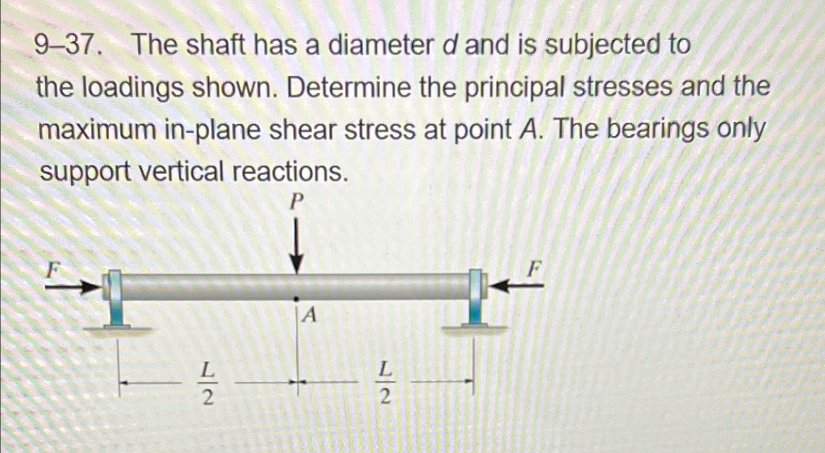 Solved 9-37. ﻿The shaft has a diameter d ﻿and is subjected | Chegg.com